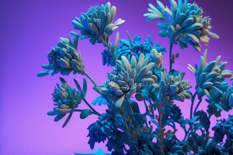 Azure Background, Purple Bunch of Flowers from a Garden. Photographic ...