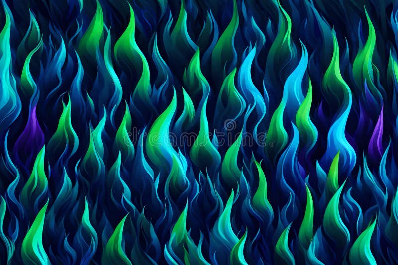 Azure Blaze: Abstract Fire Pattern in Blue, Green, and Cyan Stock ...