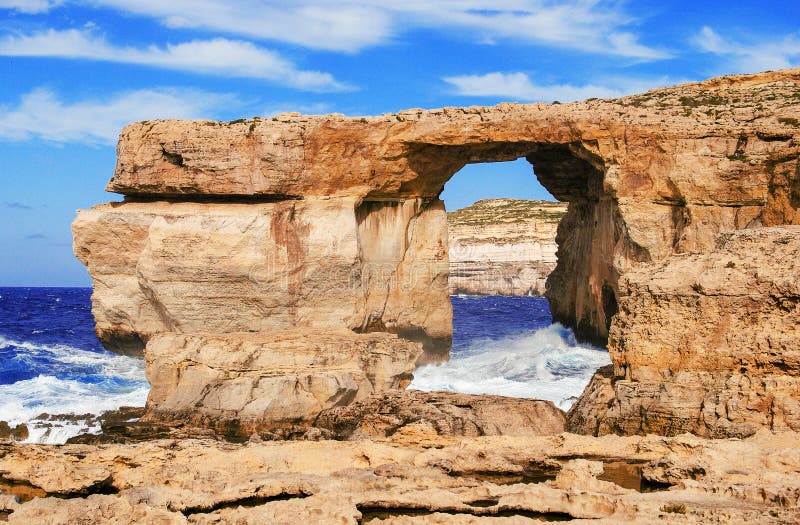 Azure (blue) Window, Gozo, Malta Stock Image - Image of tourism, stone ...
