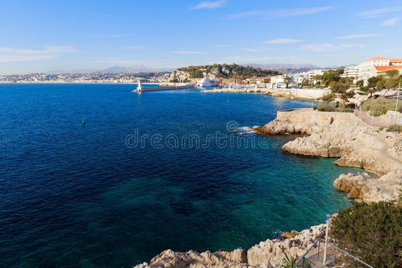 Azure Coast with Blue Waters in Nice Stock Image - Image of azur ...