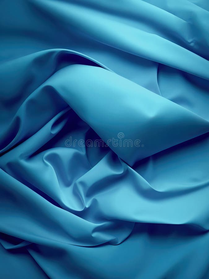 Azure Crumpled Fabric Bed Sheets Texture View from Above Background ...