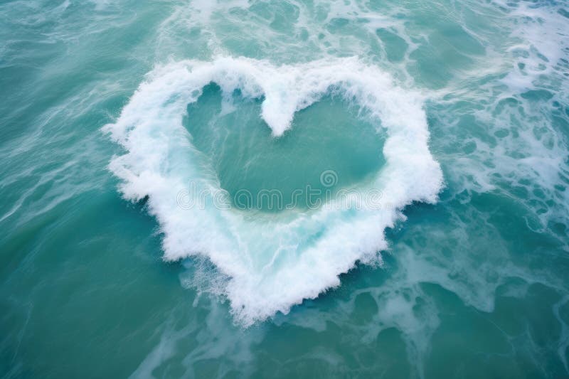 Azure Elegance: a Heart in the Ocean. Stock Illustration - Illustration ...