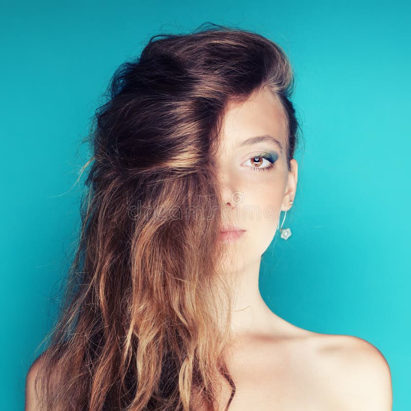 Azure female portrait stock image. Image of bizarre, eyes - 35184329