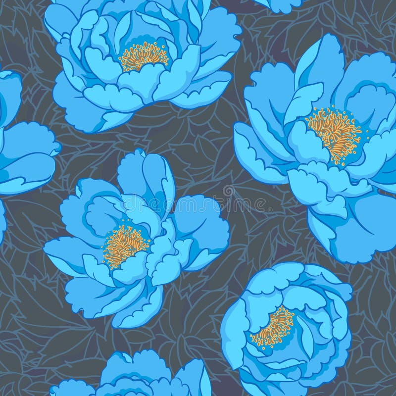 Azure Flowers Seamless Background Stock Vector - Illustration of rose ...