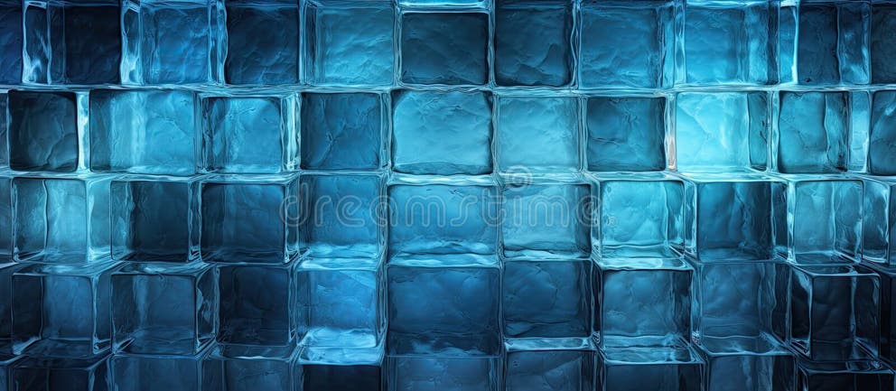 Azure Glass Rectangle Facade with Electric Blue Ice Cube Pattern in a ...