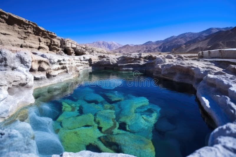Azure Hot Spring Surrounded by Rocks Stock Image - Image of natural ...