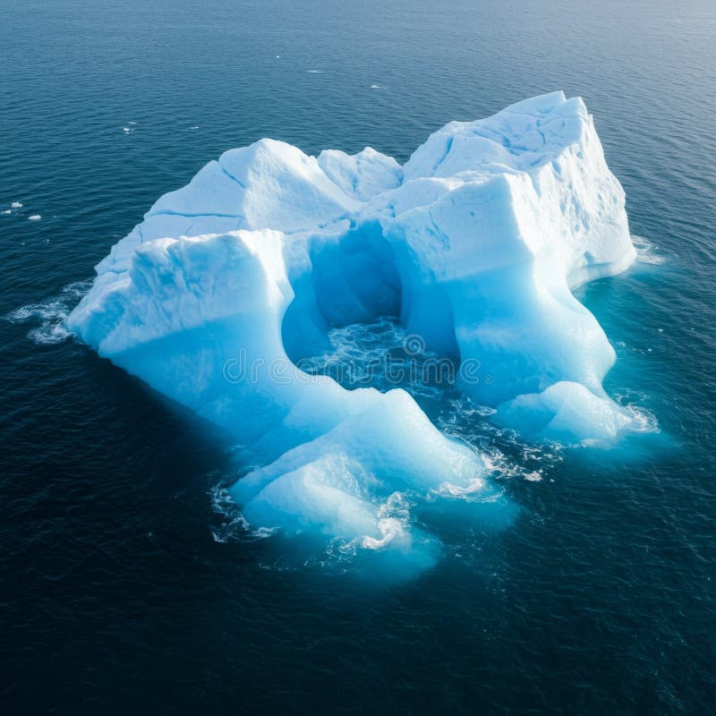Azure Iceberg Floating in Deep Blue Ocean Waters Stock Illustration ...