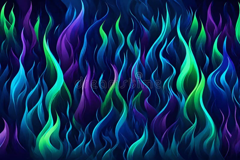 Azure Inferno: Abstract Fire Pattern in Blue, Green, and Cyan Stock ...