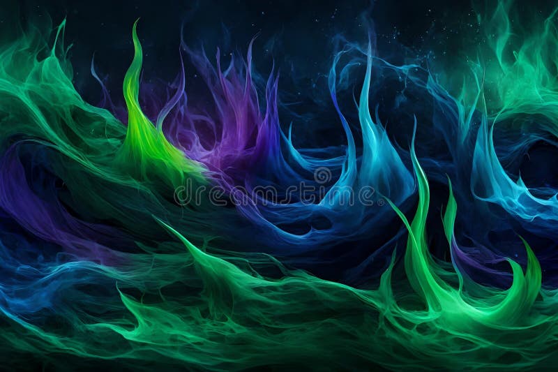 Azure Inferno: Abstract Fire Pattern in Blue, Green, and Cyan Stock ...