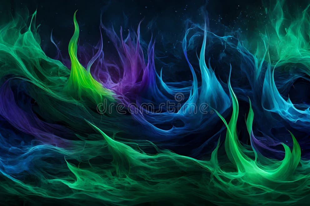 Azure Inferno: Abstract Fire Pattern in Blue, Green, and Cyan Stock ...