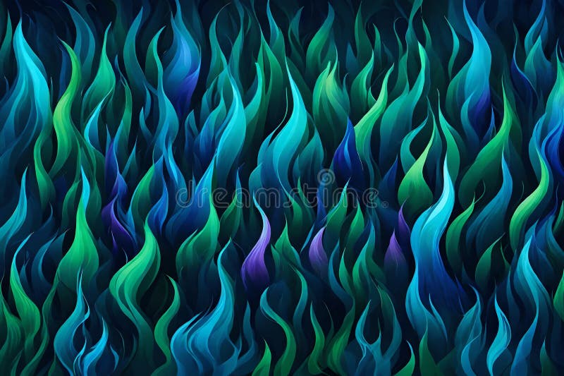 Azure Inferno: Abstract Fire Pattern in Blue-green Hues Stock ...