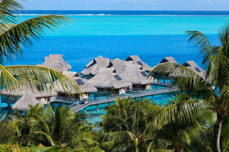 Azure Lagoon of Island BoraBora, Polynesia. Stock Photo - Image of ...