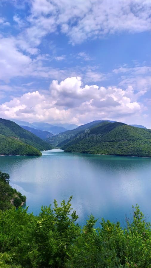 Azure Lake in the Mountains Stock Image - Image of mountains, meadow ...