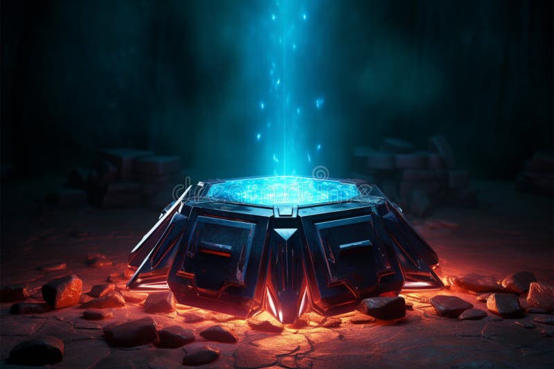 Azure Light Casts a Radiant Glow upon a Blackened Object Stock ...