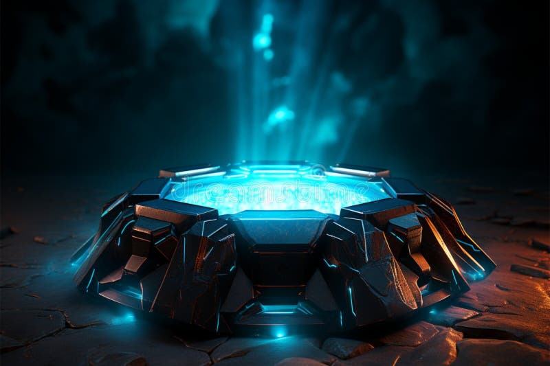 Azure Light Casts a Radiant Glow upon a Blackened Object Stock ...