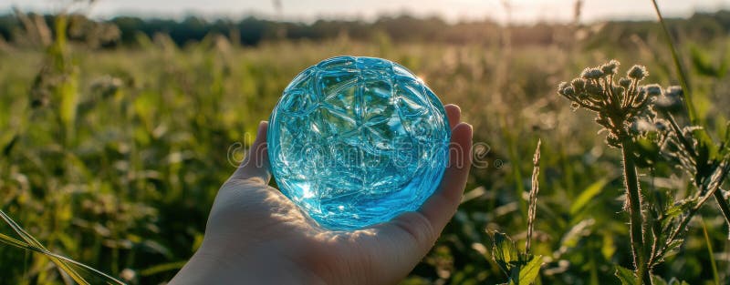 Blue Glass Orb in Nature stock illustration. Illustration of unique ...