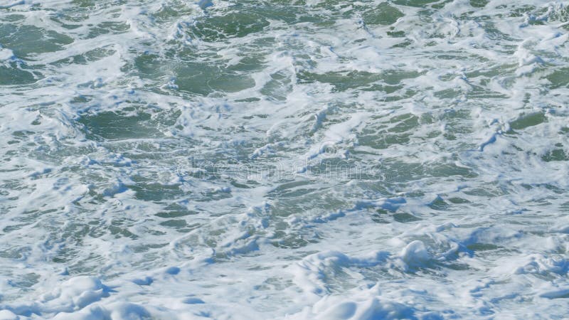 Azure Pure Foamy Texture. Blue Wave Cresting and Crashing into Shore ...