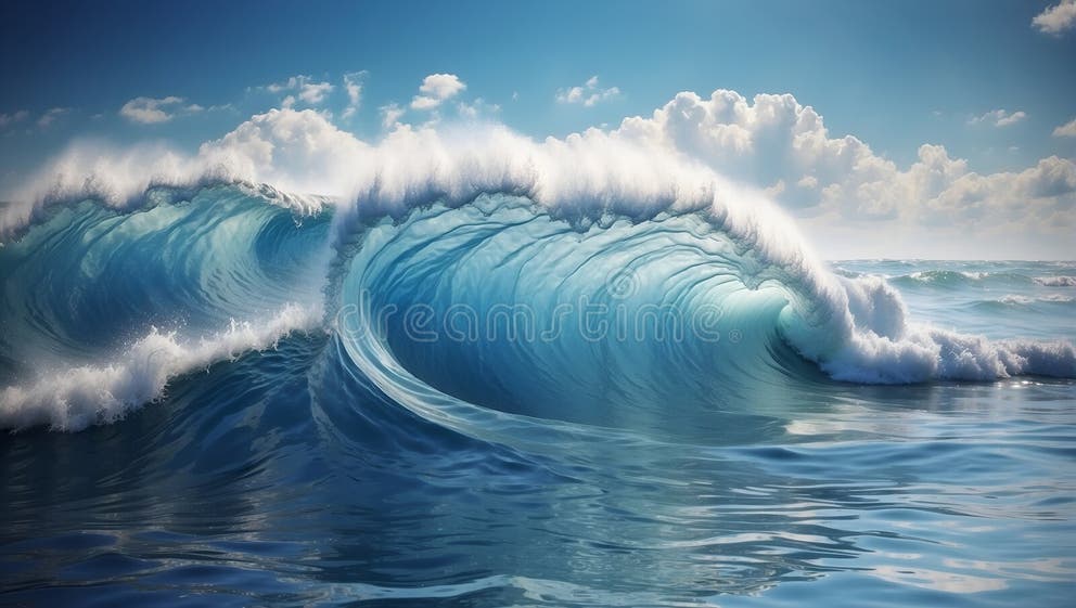 Azure Reflections Tranquility: Wave Texture Bliss. AI Generate Stock ...