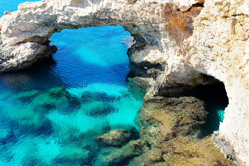 Azure sea stock image. Image of cyprus, summer, caves - 85472481