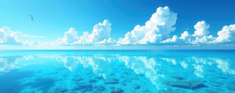 Azure Sea, Cloudless Sky Mirror Like Surface , Tranquil, Reflection ...