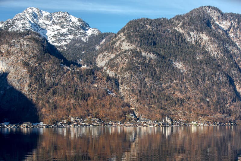 Azure Sky in Austrian Alps and Beautiful Mountains Covered with a Layer ...
