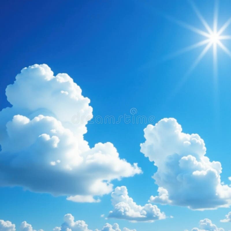 Azure Sky, Billowing Cumulus Clouds, Bright Sunlight, Vibrant, Texture ...