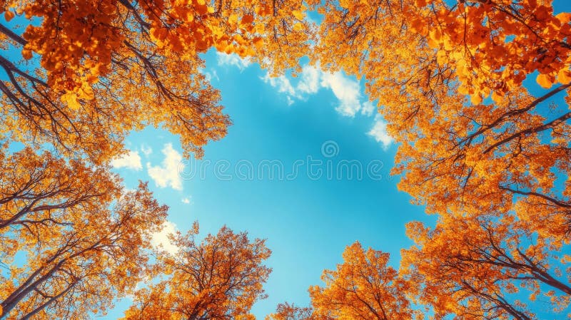 Azure Sky with Tree Branches Forming a Natural Frame Stock Illustration ...
