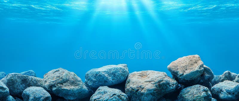 Azure Underwater Calm: Sunlight Gleaming Beneath the Surface. Stock ...