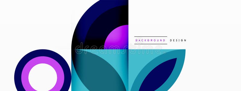 Azure and Violet Geometric Design with Circles and Leaves on White ...