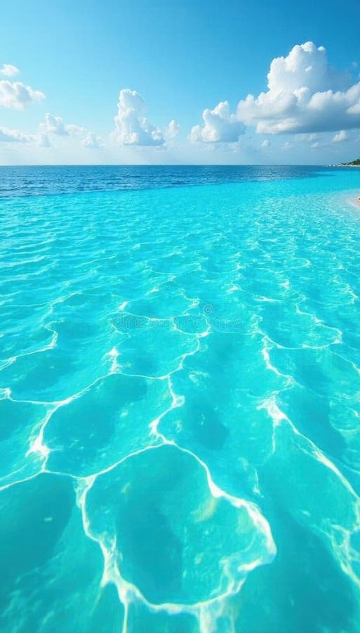 Azure Water, Gently Rippling Surface Under Clear Sky, Nature, Waves ...