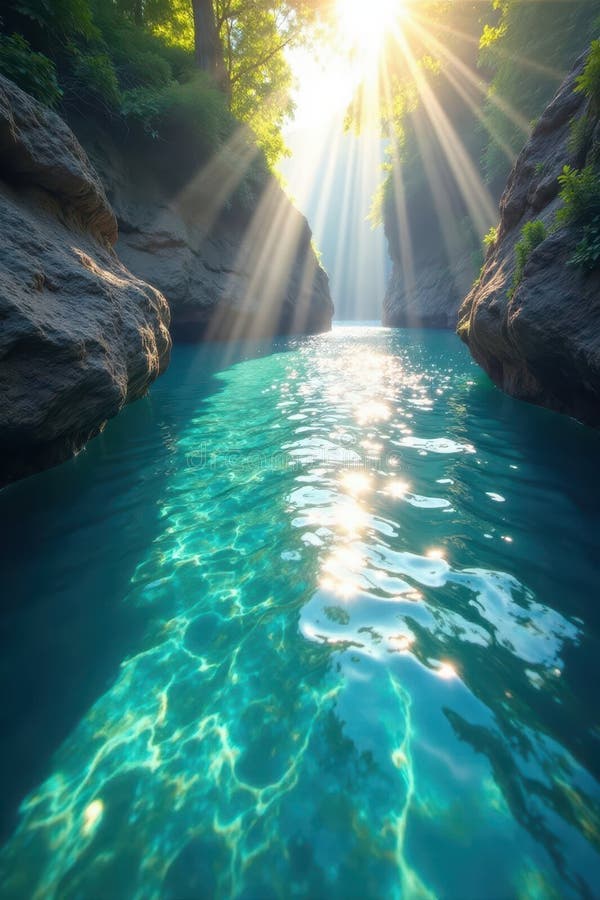 Azure Water, Sunbeams Creating Sparkling Path, Sky, Summer Stock ...