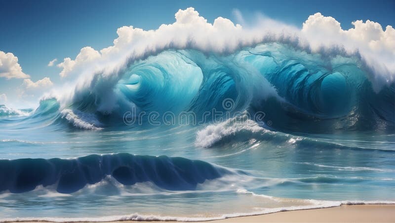 Azure Wave Marvel: Rippling Blue Delight. AI Generate Stock ...