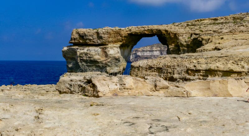 Azure Window, Famous Stone Arch on Gozo Island, Malta Stock Image ...