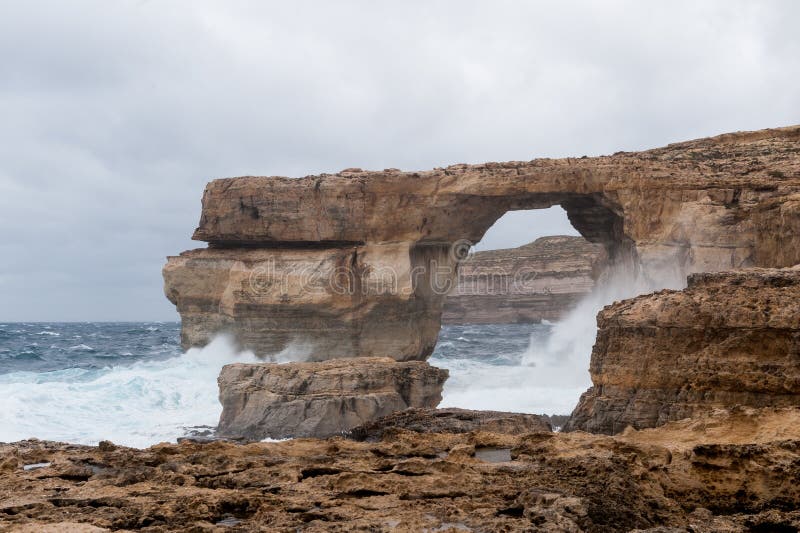 Azure Window, Famous Stone Arch Stock Image - Image of beauty, dwejra ...