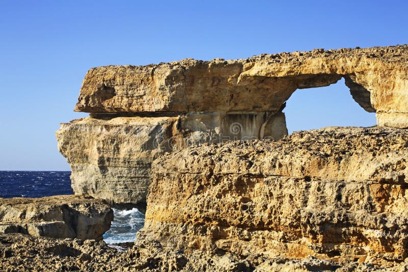 Azure Window on Gozo Island. Dwejra Bay Stock Photo - Image of ...