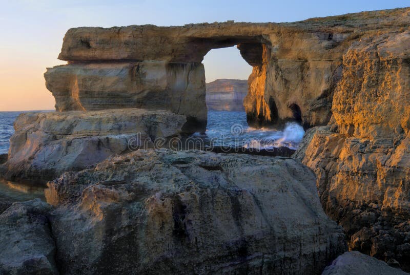 Azure Window, Gozo Island, Malta Stock Photo - Image of natural, rock ...