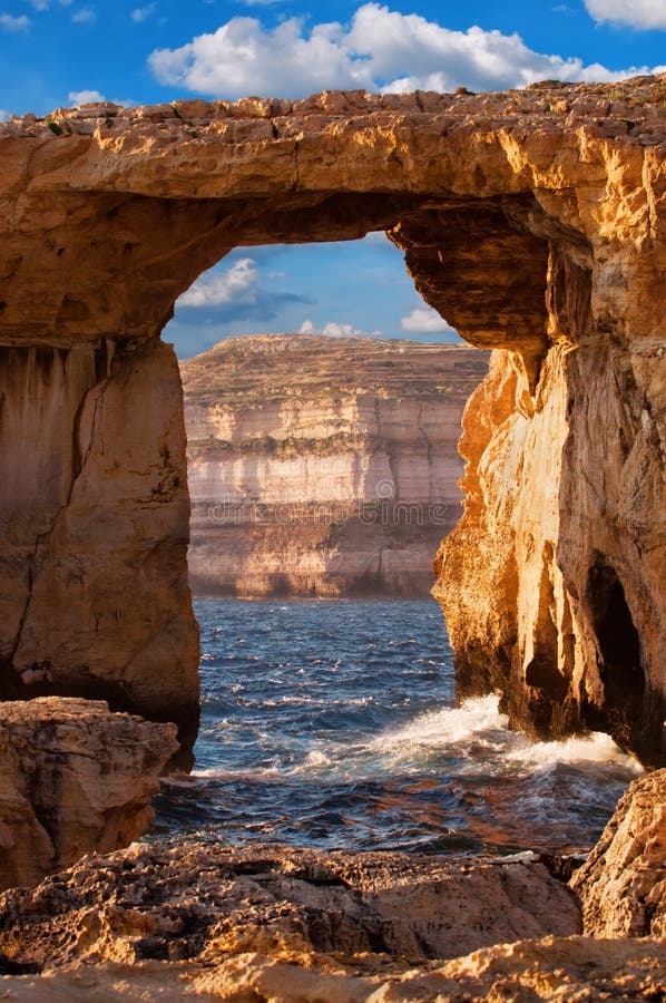 Azure Window, Gozo Island, Malta Stock Photo - Image of natural, rock ...