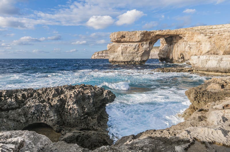 Azure Window in Gozo Island, Malta. Stock Photo - Image of europe ...