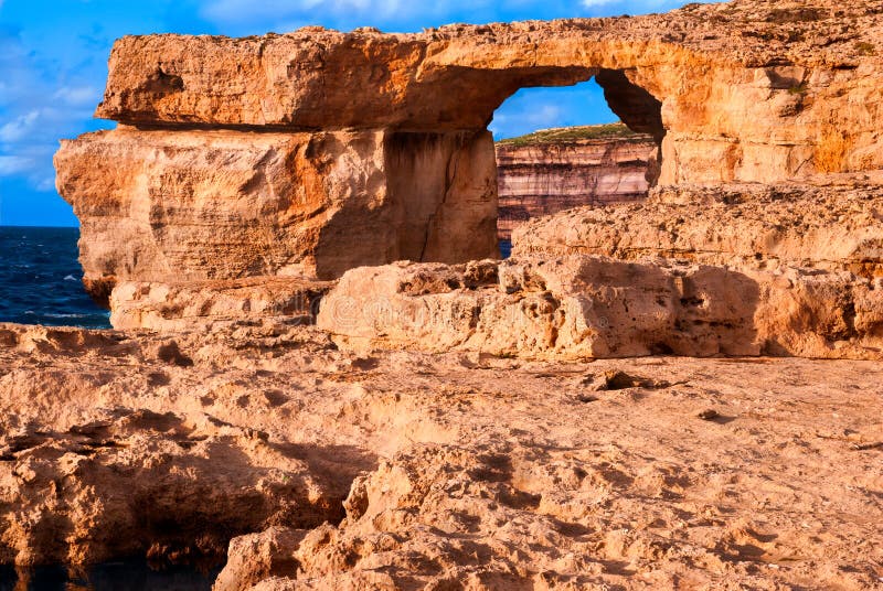 Azure Window, Gozo Island, Malta Stock Photo - Image of natural, rock ...