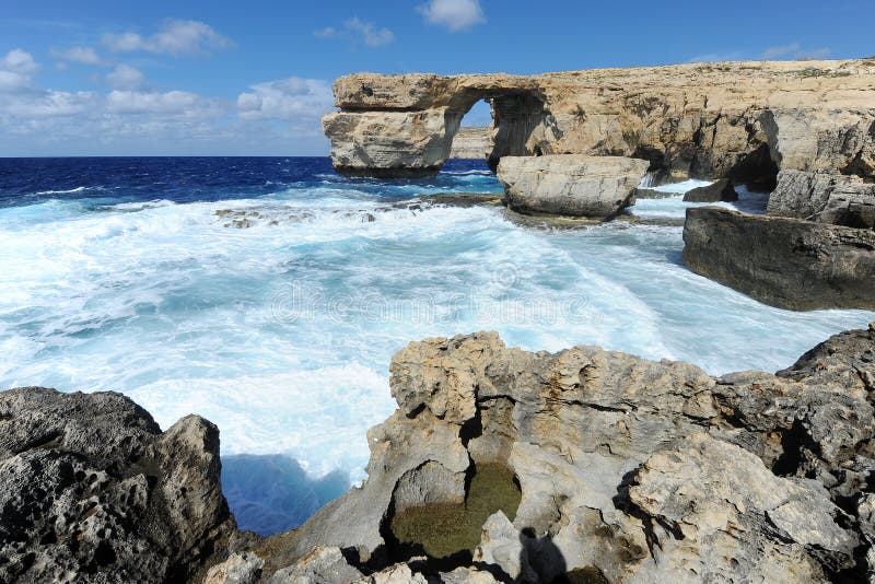 Azure Window in Gozo, Malta Stock Photo - Image of europe, geology ...