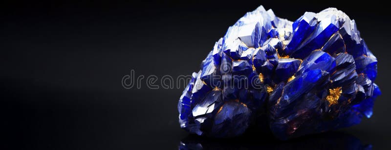 Azurite is a Rare Precious Natural Stone on a Black Background. AI ...