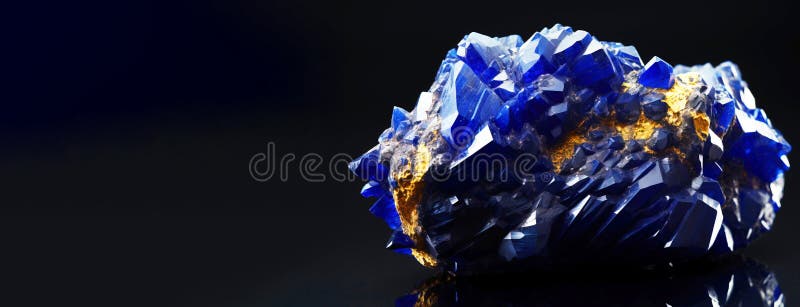 Azurite is a Rare Precious Natural Stone on a Black Background. AI ...