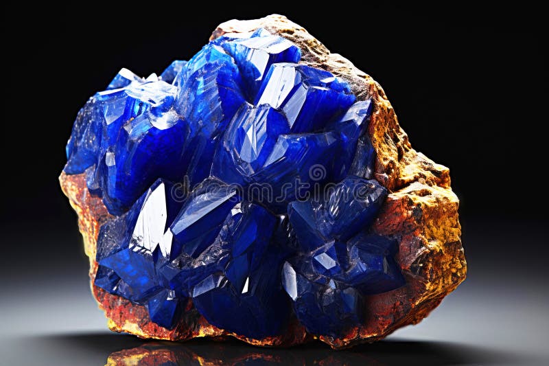 Azurite is a Rare Precious Natural Stone on a Black Background. AI ...