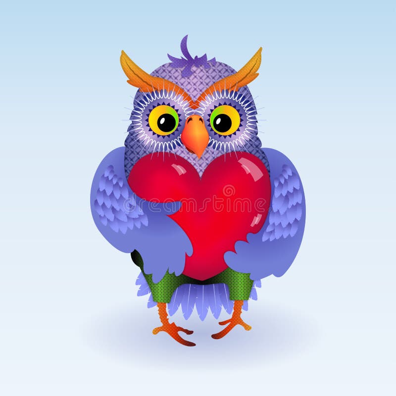 Búho con el corazón ilustración del vector. Ilustración de modelo ...