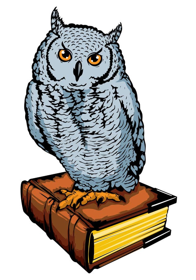 Búho con el libro ilustración del vector. Ilustración de learning ...