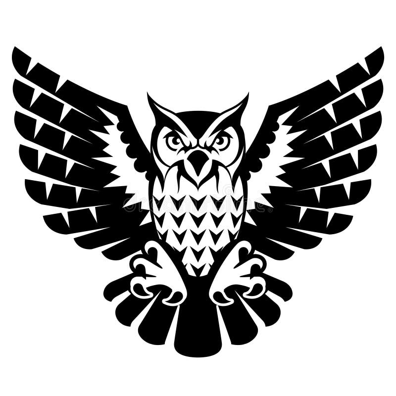 Búho Con Las Alas Y Las Garras Abiertas Ilustración del Vector ...