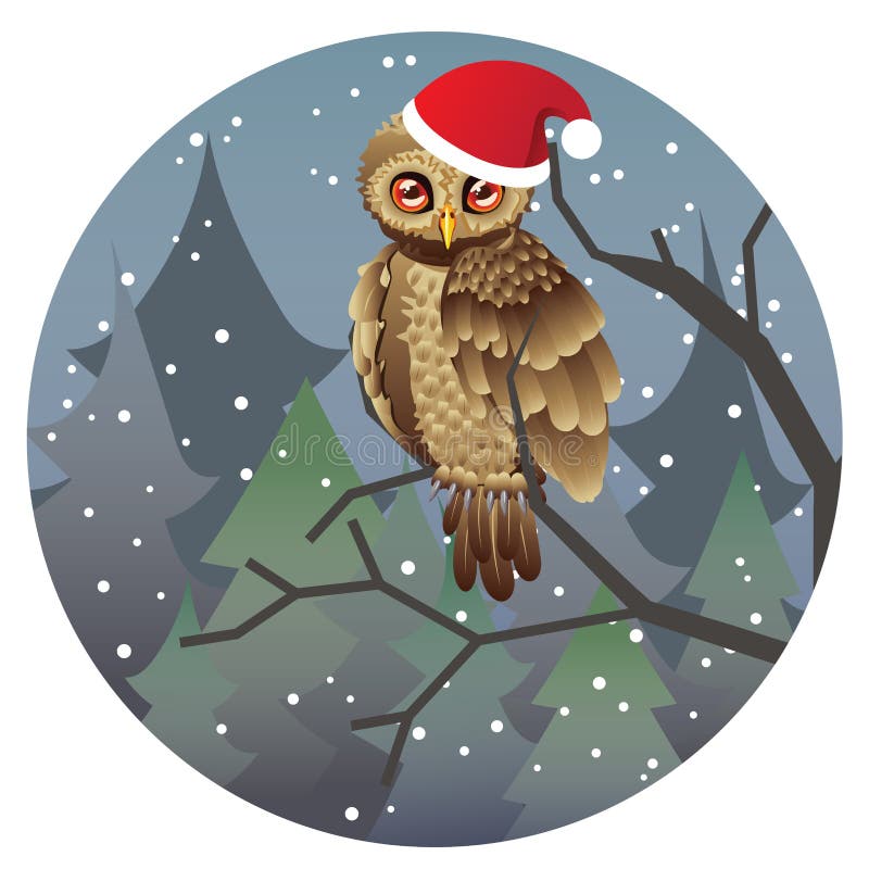 Búho lindo de la Navidad ilustración del vector. Ilustración de ...