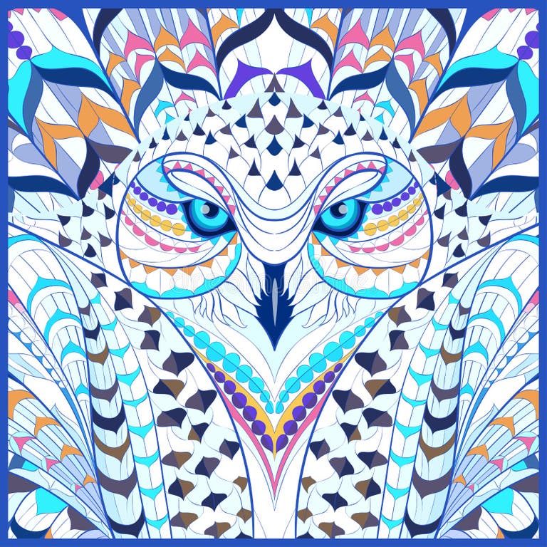 Búho nevoso modelado ilustración del vector. Ilustración de azteca ...