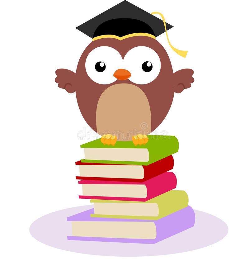 Búho y libros lindos ilustración del vector. Ilustración de aislado ...