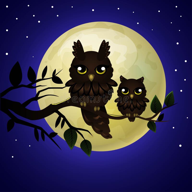 Buho y luna stock de ilustración. Ilustración de tarde - 11942430